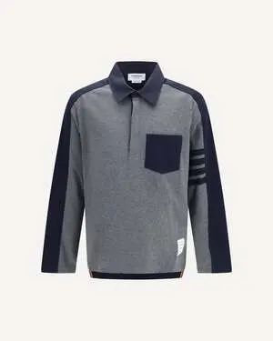 Thom Browne Oversized Colorblock Rugby Polo - Grey