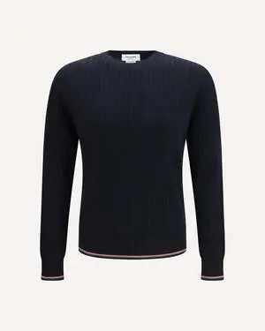 Thom Browne Crewneck Cotton Knit Sweater With 4-bar Detail