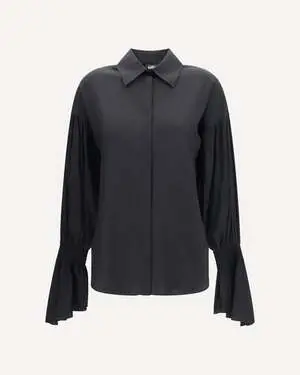 ELLA Silk-blend Shirt With Bell Sleeves