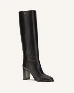 Prada High Leather Boots With Screen-printed Logo
