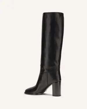 Prada High Leather Boots With Screen-printed Logo