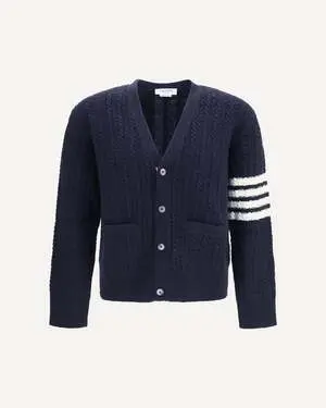 Thom Browne V-neck Sweater With Anchor Embroidery On The Back