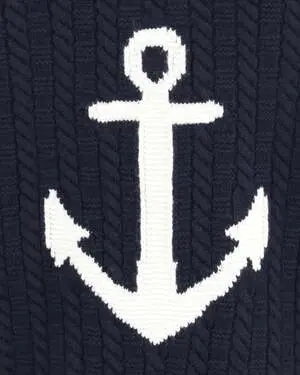 Thom Browne V-neck Sweater With Anchor Embroidery On The Back