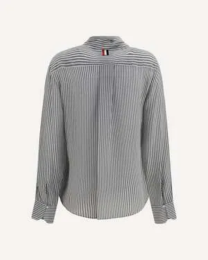Thom Browne Striped Silk Shirt With Removable Collar