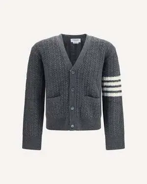 Thom Browne V-neck Sweater With Anchor Embroidery On The Back