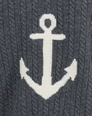 Thom Browne V-neck Sweater With Anchor Embroidery On The Back