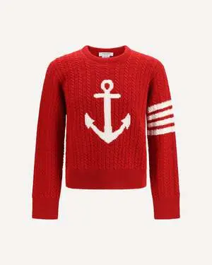 Thom Browne 4-bar Merino Wool Sweater With Anchor Motif