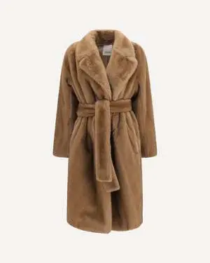 WEEKEND MAXMARA Miss Coat In Faux Fur - Beige