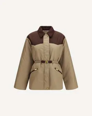 Versace Responsible Jacket In Nylon Twill - Beige