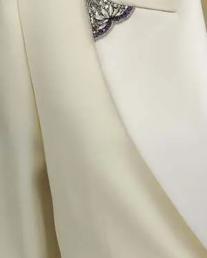 Versace Stretch Wool Blazer With Embroidered Lapels