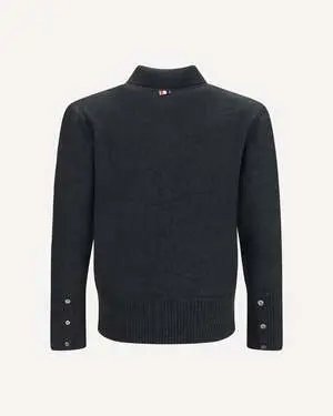 Thom Browne 4-bar Cable-knit Long-sleeve Polo Sweater