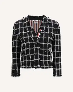 Thom Browne Checked Tweed Cardigan Jacket