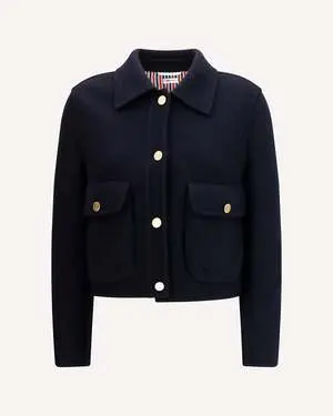 Thom Browne Cropped Virgin Wool Jacket - Blue