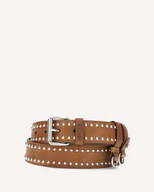 Miu Miu Studded Suede Belt - Brown