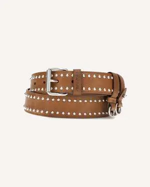 Miu Miu Studded Suede Belt - Brown