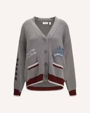 Off-White College Varity Knit Cardigan - Grey