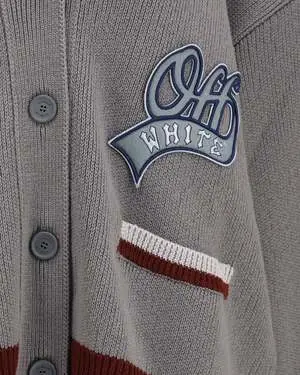 Off-White College Varity Knit Cardigan - Grey