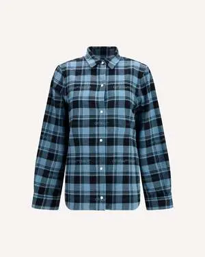 Off-White Check Flannel Padded Overshirt - Light Blue