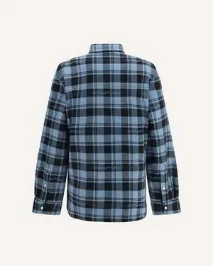 Off-White Check Flannel Padded Overshirt - Light Blue