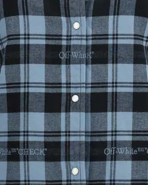 Off-White Check Flannel Padded Overshirt - Light Blue
