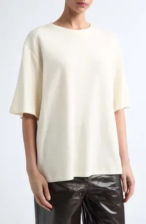 RÓHE Oversize Cotton & Wool Blend T-shirt - Cream