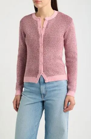 24COLOURS Two-tone Knit Cardigan