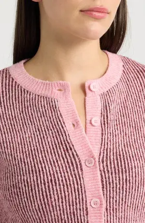 24COLOURS Two-tone Knit Cardigan