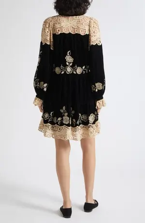 Sea Shiloh Embroidered Velvet Minidress
