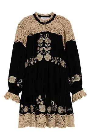 Sea Shiloh Embroidered Velvet Minidress