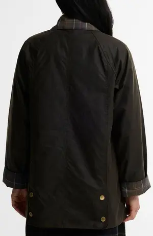 Barbour Icons Tartan Collar Modern Beadnell Wax Jacket