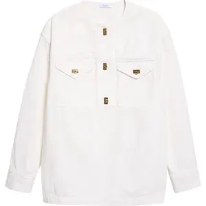 FERRAGAMO Brushed Cotton Gabardine Pullover Shirt - Mascarpone