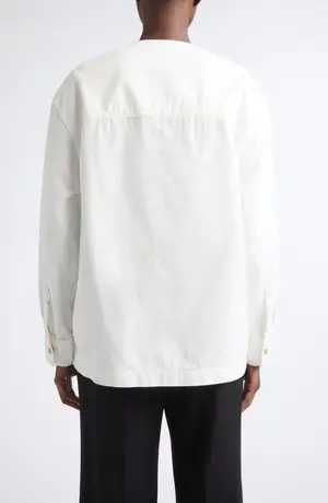FERRAGAMO Brushed Cotton Gabardine Pullover Shirt - Mascarpone