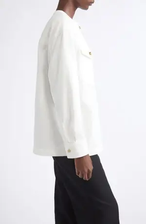 FERRAGAMO Brushed Cotton Gabardine Pullover Shirt - Mascarpone