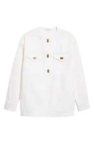 FERRAGAMO Brushed Cotton Gabardine Pullover Shirt - Mascarpone