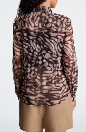 KENNETH COLE Print Long Sleeve Mesh Shirt