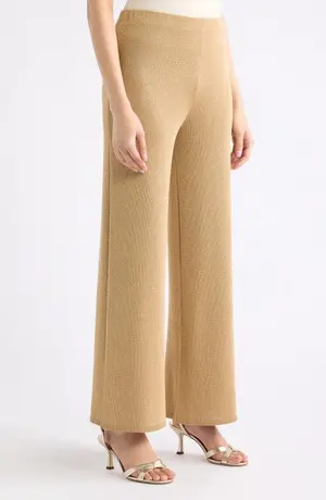 Anne Klein Lurex Wide Leg Sweater Pants