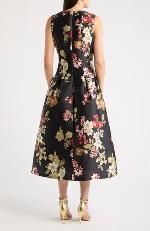 Julia Jordan Floral Print Pleated Cocktail Dress