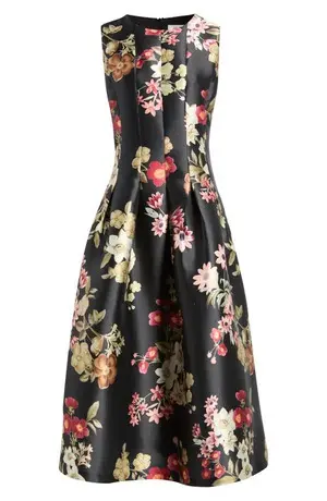 Julia Jordan Floral Print Pleated Cocktail Dress