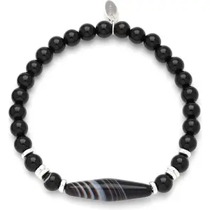 JAN LESLIE Agate Beaded Flex Bracelet - Black