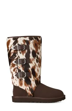 UGG Classic Tall Western Boot With Genuine Calf Hair Trim - Burnt Cedar