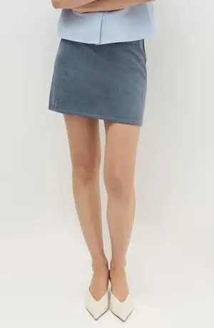 M&s Faux Suede Miniskirt - Mid Blue