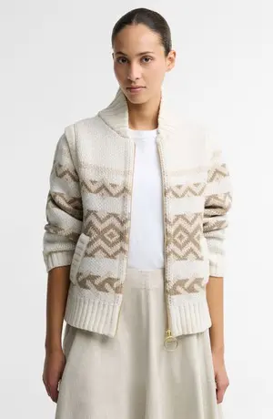 Barbour Maplewood Zip Cardigan - Cream Multi