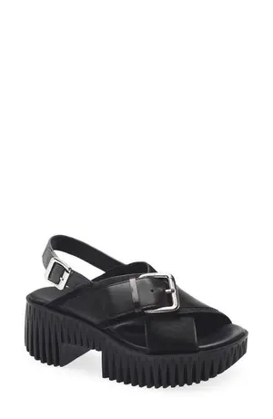 4CCCCEES Plia Juno Leather Platform Sandal - Noir