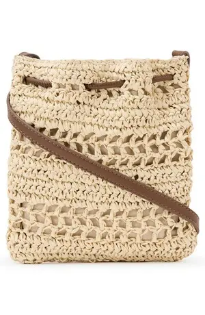 REISS Esme Raffia Effect Mini Crossbody Bag