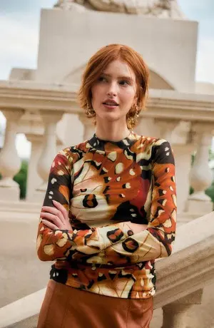 Farm Rio Borbofly Print Tulle Top