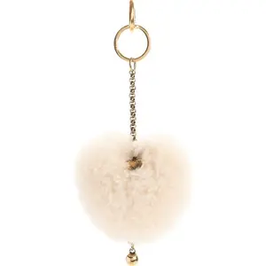 Chloé Heart Genuine Shearling Bag Charm - Cloudy Cream