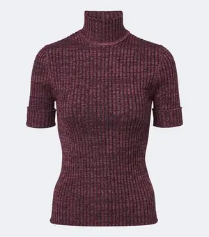 Rabanne Ribbed-knit Wool And Silk Sweater - Pink
