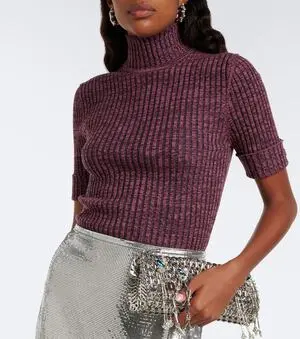 Rabanne Ribbed-knit Wool And Silk Sweater