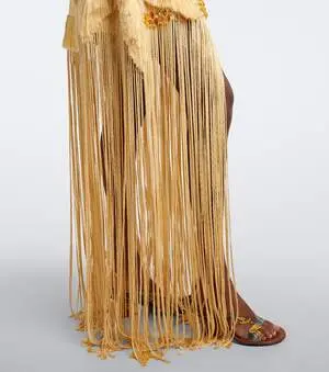 XU ZHI Embellished Fringed Open-back Minidress