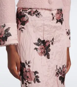 Erdem Floral Satin Midi Skirt